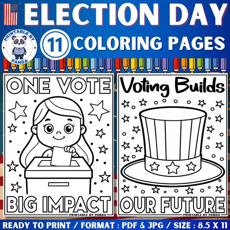 Election Day Coloring Pages: Kids Voting Activities (PDF & JPG) - Etsy