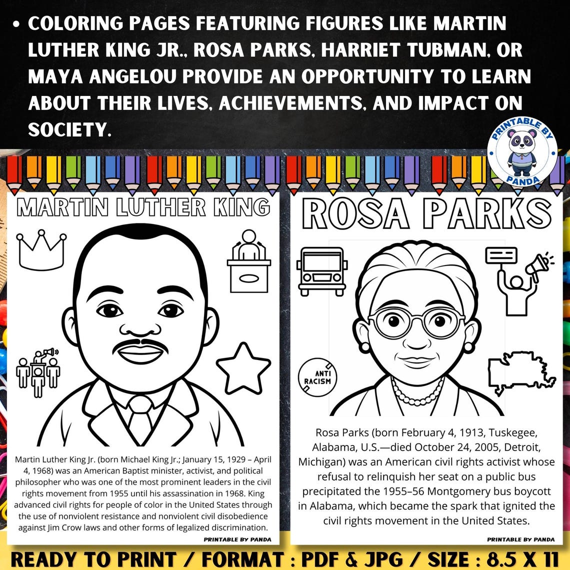 Black History Month Biographies Coloring Pages Sheets Activity ...
