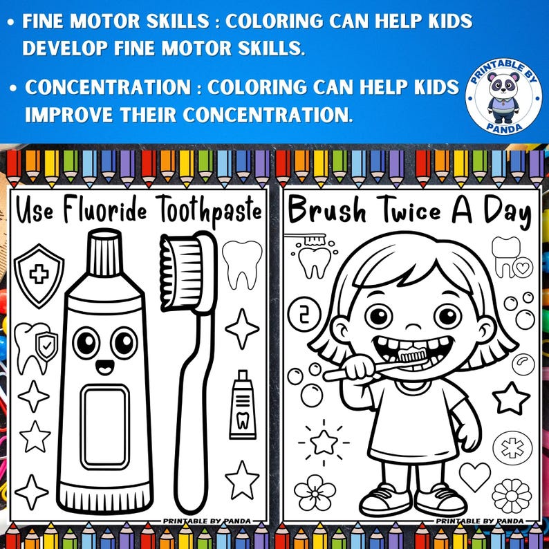 Dental Health Month Coloring Pages Sheets for Kids , Brushing Teeth ...
