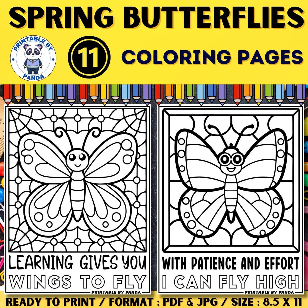 Butterfly Coloring Pages: Spring Break Activity, Growth Mindset (PDF ...