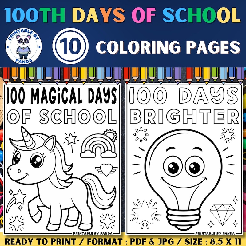 100th Day Coloring Sheets - Etsy