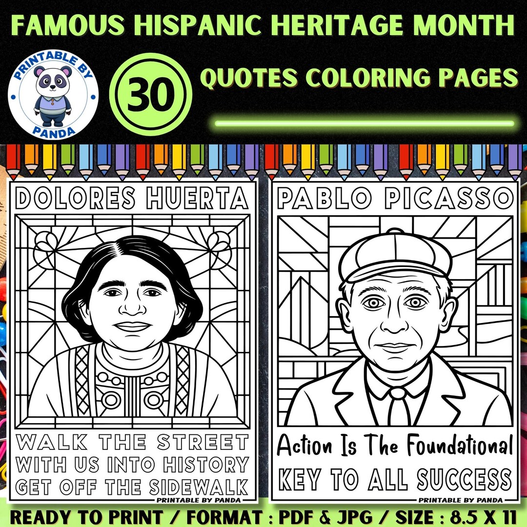 Hispanic Heritage Month Coloring Pages: Famous Latino Leaders (PDF ...