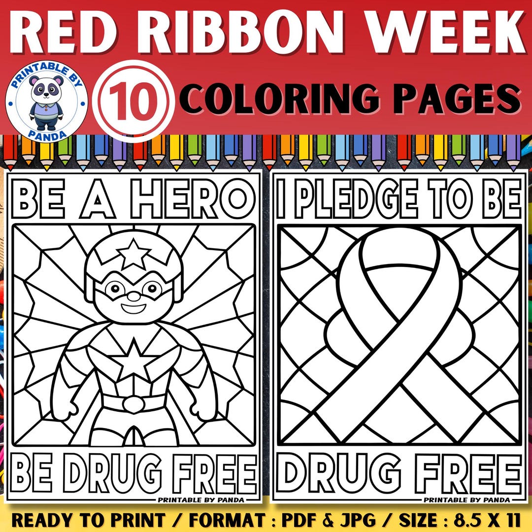 Red Ribbon Week Coloring Pages Sheet Activities Printable Worksheet for ...