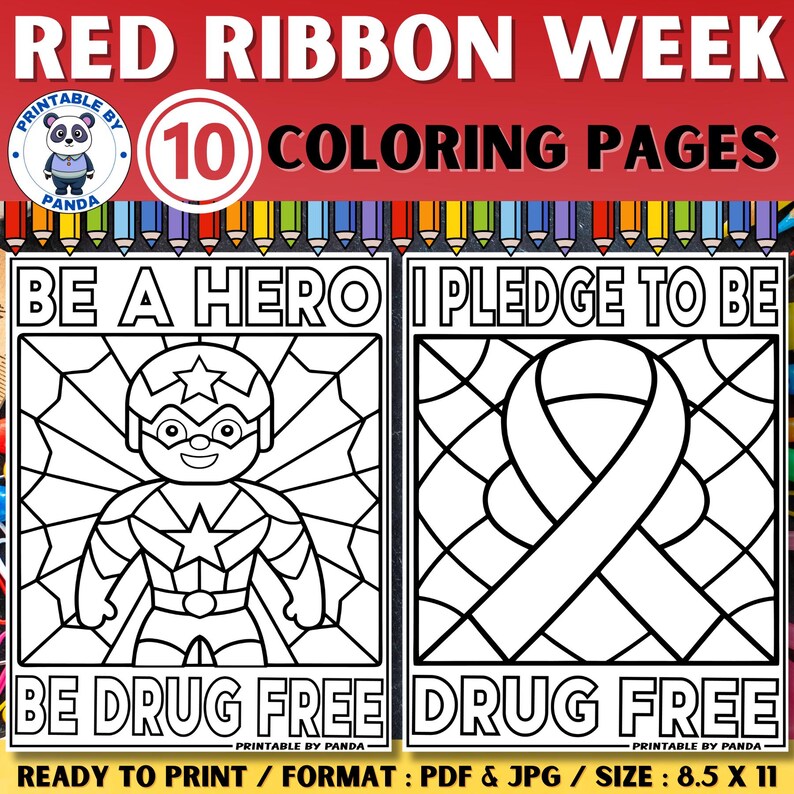 Red Ribbon Week Coloring Pages Sheet Activities Printable Worksheet for ...