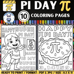 Pi Day Coloring Pages: Math Activity for Kids (digital Download) - Etsy