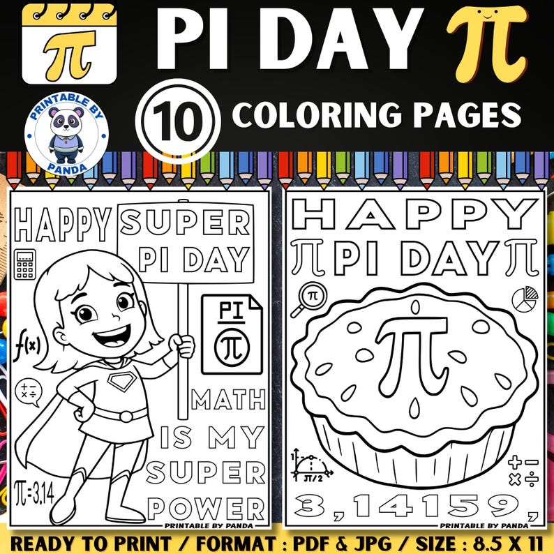 Pi Day Coloring Pages: Math Activity for Kids (digital Download) - Etsy