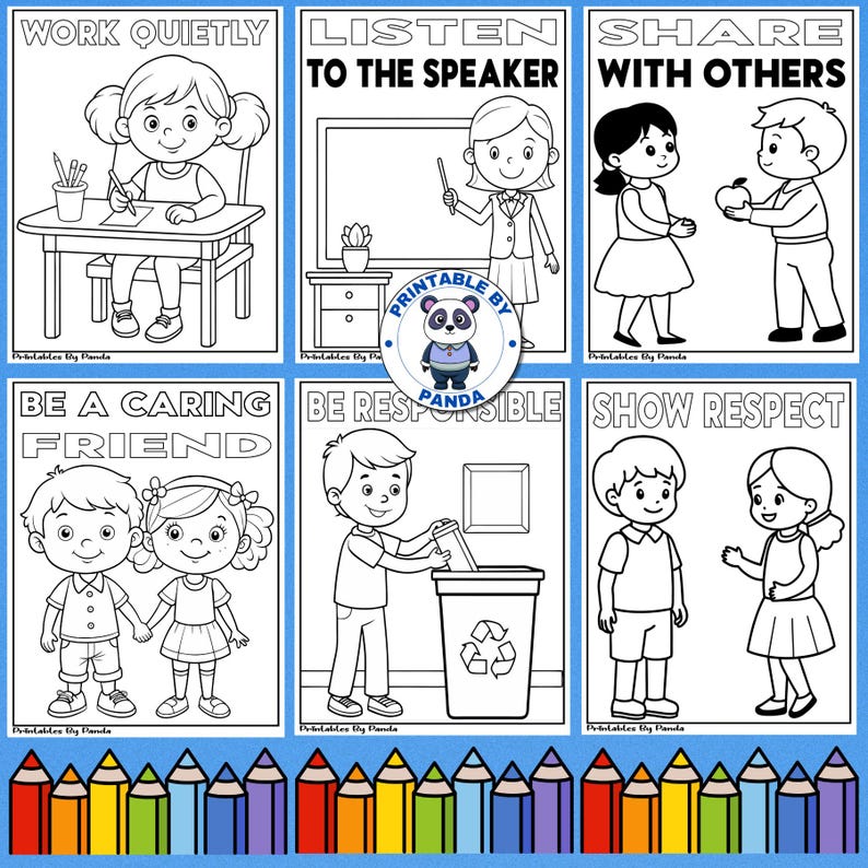 Classroom Rules Coloring Pages: Printable Worksheet (PDF & JPG Files ...