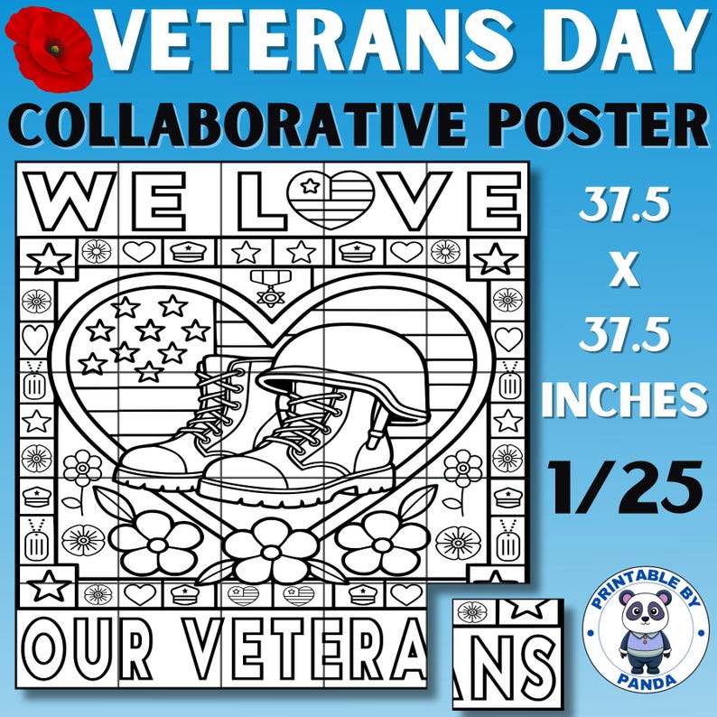 Veterans Day Collaborative Poster Art Projects - Veterans Day Coloring ...