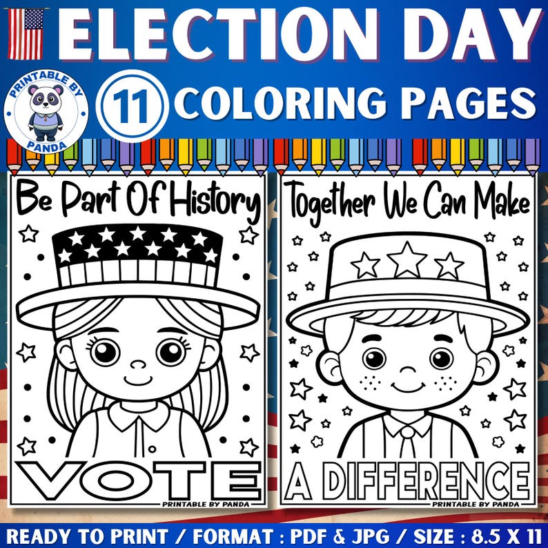 Election Day Coloring Pages: Kids Voting Activities (PDF & JPG) - Etsy