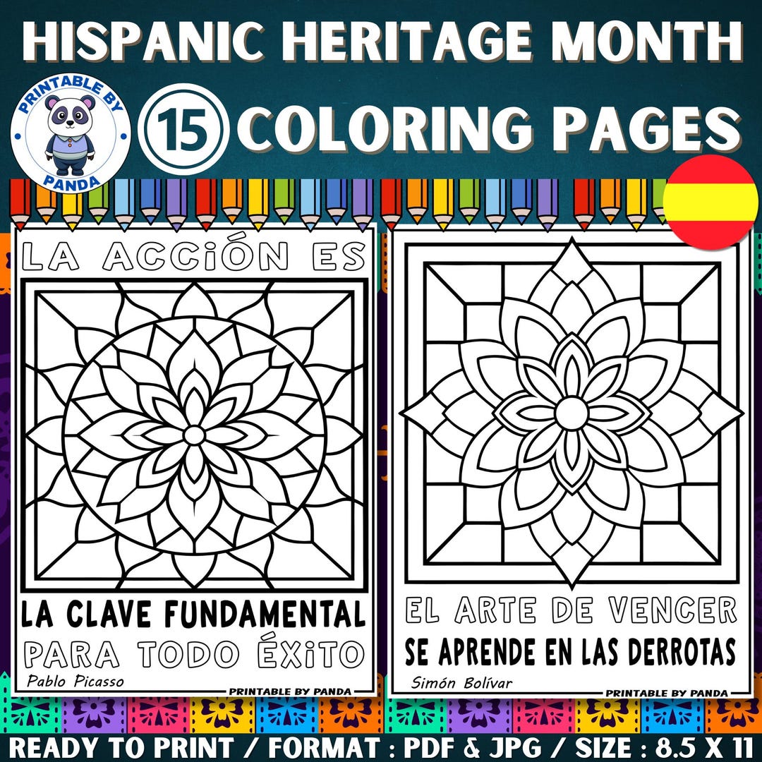Hispanic Heritage Month Coloring Pages Sheets Spanish for Kids and ...