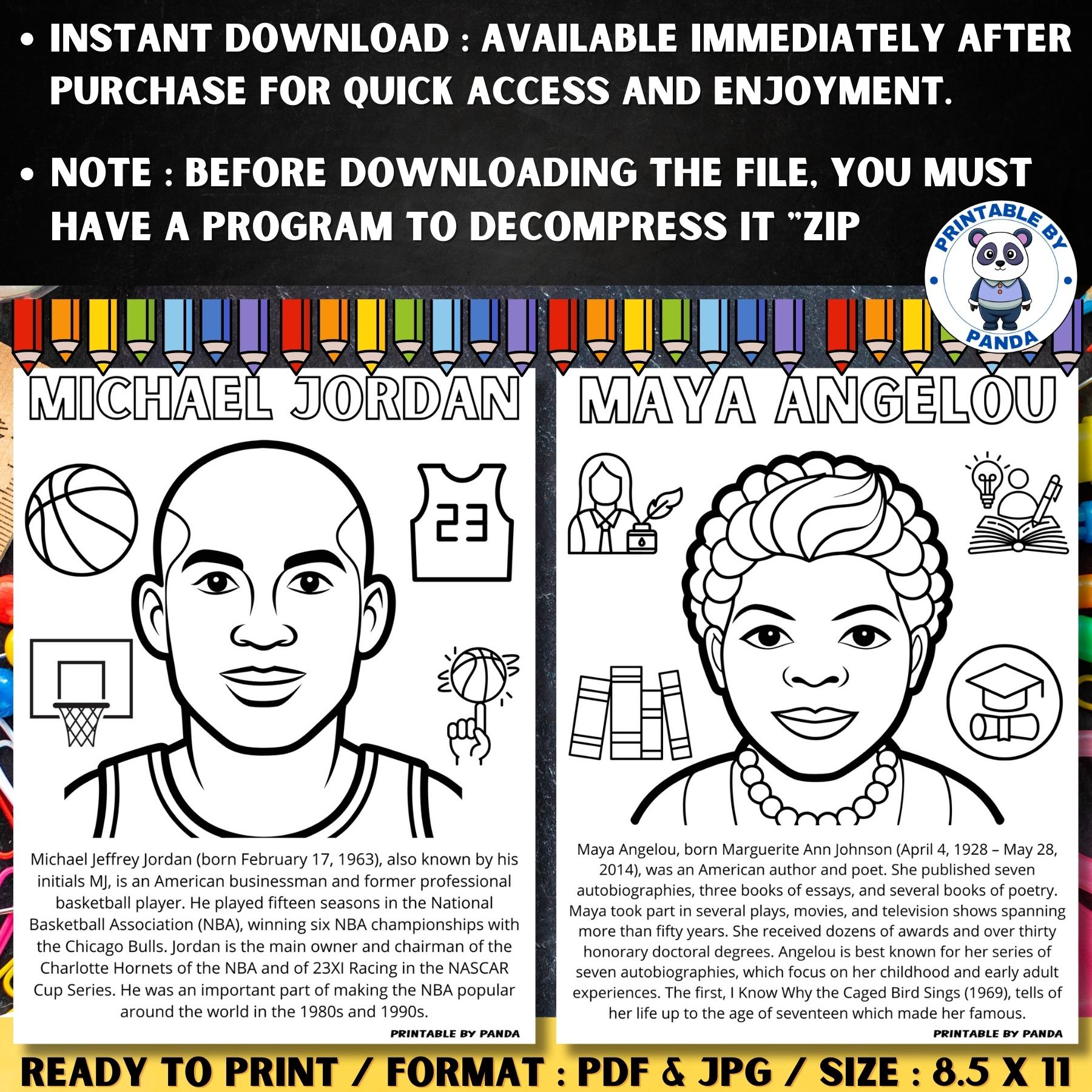 Black History Month Biographies Coloring Pages Sheets Activity ...
