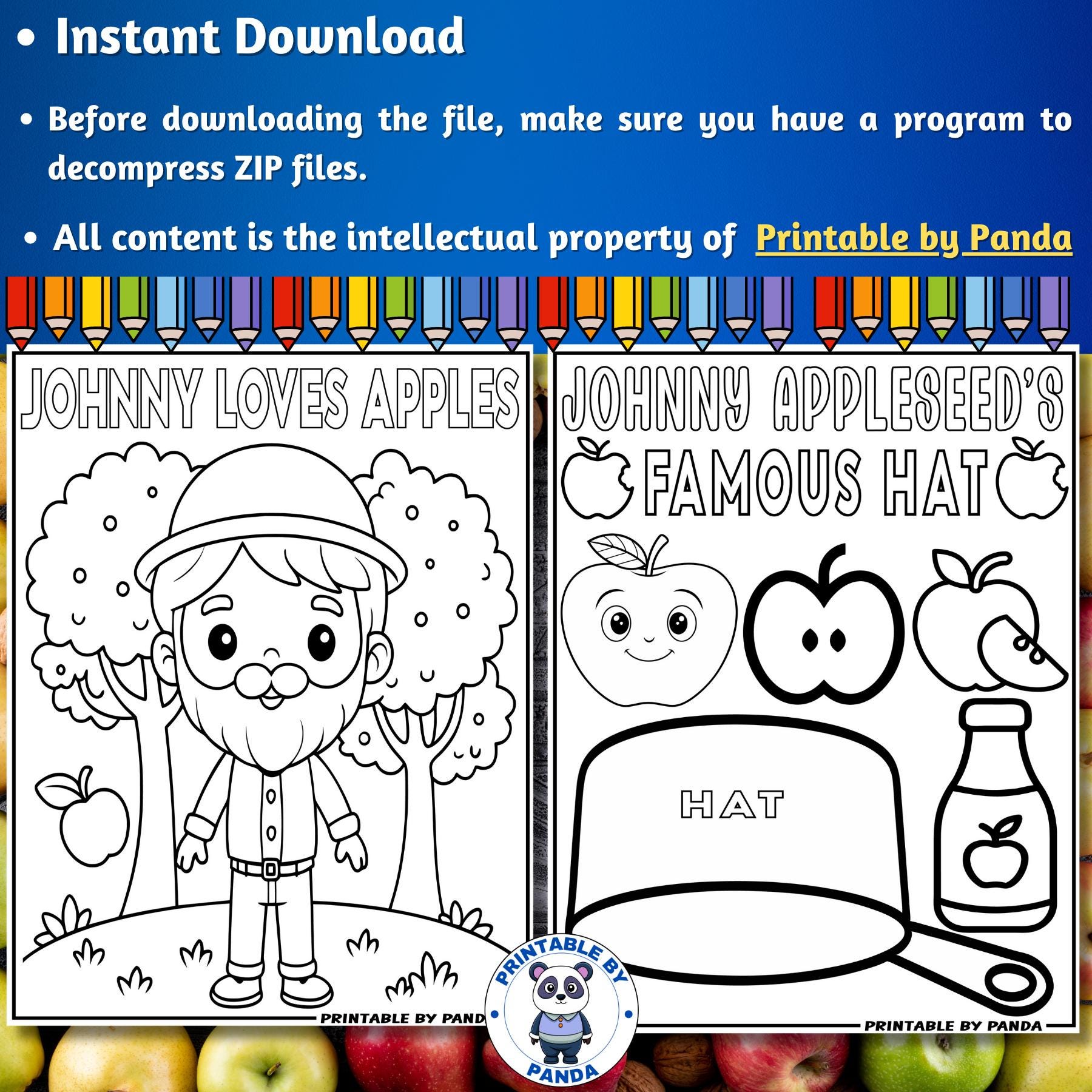 Johnny Appleseed Coloring Pages for Kids Printable Activities Bulletin ...