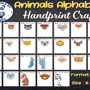 Animal Alphabet A-Z Handprint Book + Cover for Toddler Preschol ...