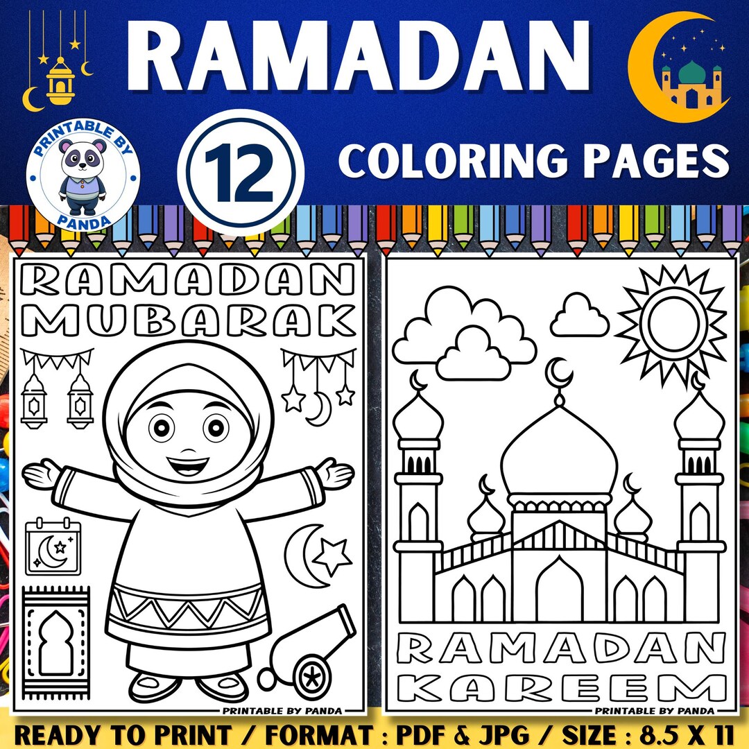 Ramadan Coloring Pages Sheets Activities Digital for Kids & Toddlers ...
