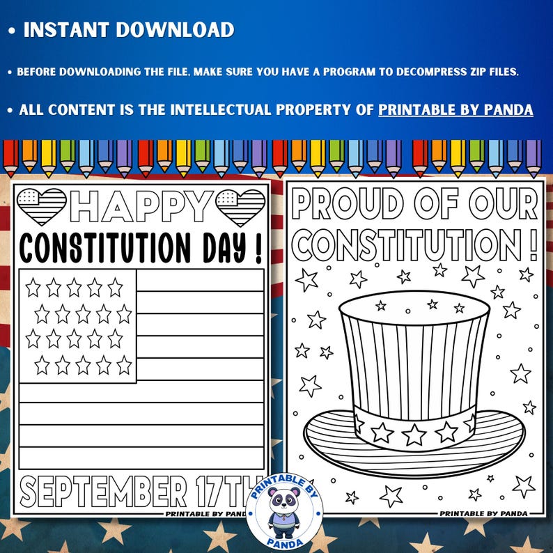 Constitution Day Coloring Pages: US Citizenship Activities (PDF & JPG ...