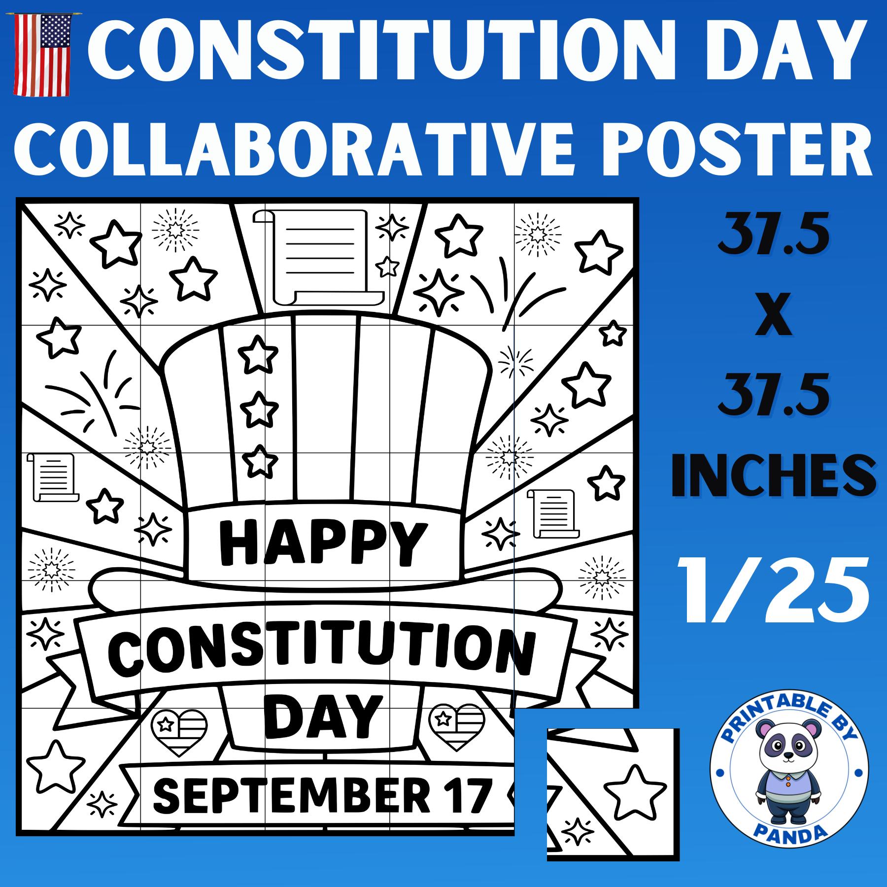 Constitution Day Collaborative Coloring Poster: Classroom Art Project ...