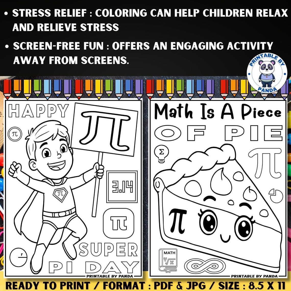 Pi Day Coloring Pages: Math Activity for Kids (digital Download) - Etsy