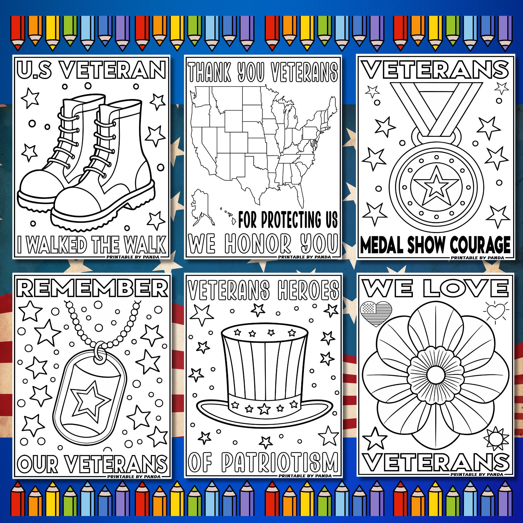 Veterans Day Coloring Pages: Kids' Activity, Classroom Decor (PDF & JPG ...