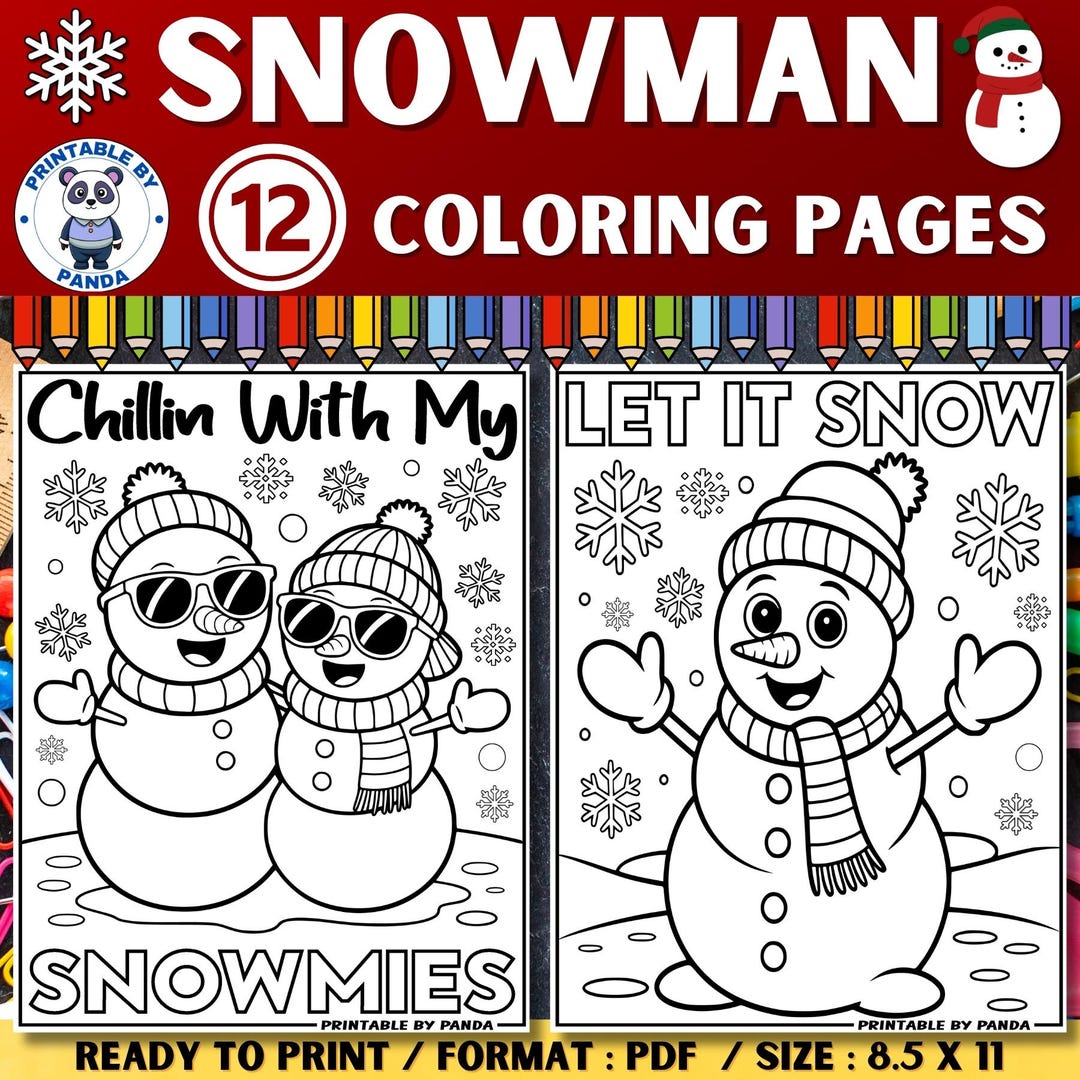 Winter Snowman Coloring Pages Sheets Activities Printable for December ...