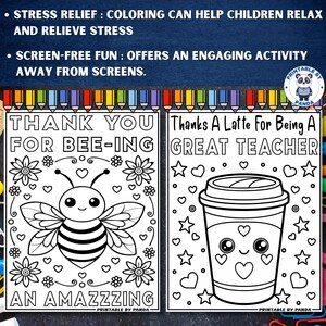 Teacher Appreciation Coloring Pages: Thank You Cards (PDF & JPG) - Etsy