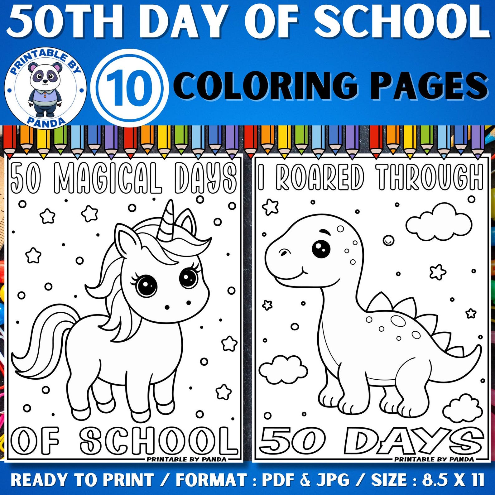50th Day of School Coloring Sheet Activities Printable Worksheet for ...