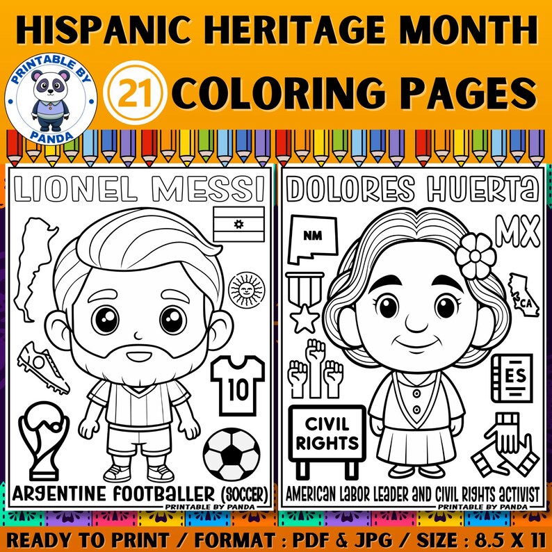 Hispanic Heritage Month Coloring Pages: Famous Latino Figures (PDF ...