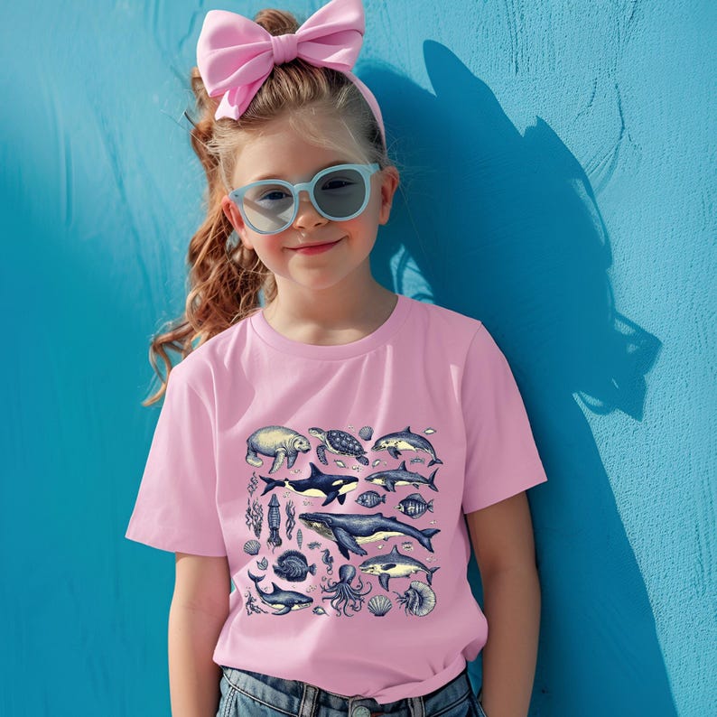Vintage Sea Animals Shirt, Cute Ocean Creatures Children's Clothing ...