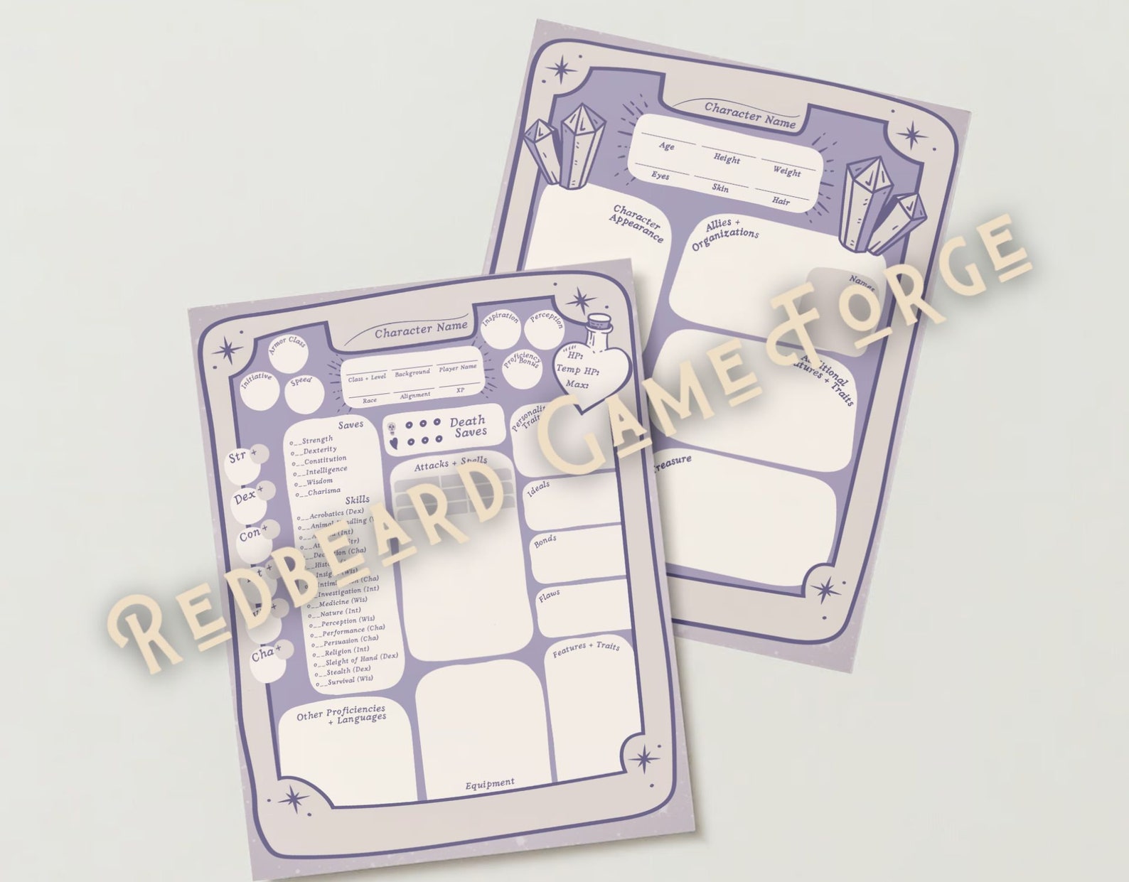 Dnd 5e Character Sheet "tarot Wisdom" | Fillable + Printable Pdfs Color ...