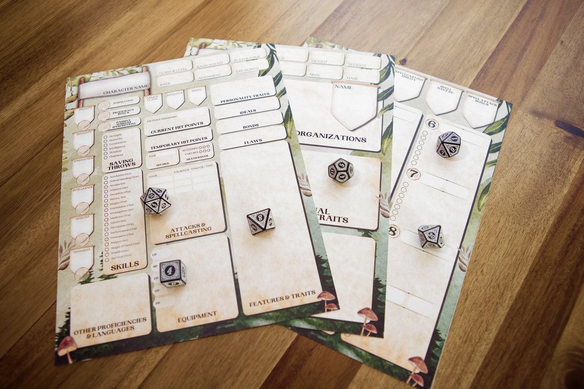 Dnd 5e Character Sheet "forest Forage" | Fillable + Printable Pdfs ...
