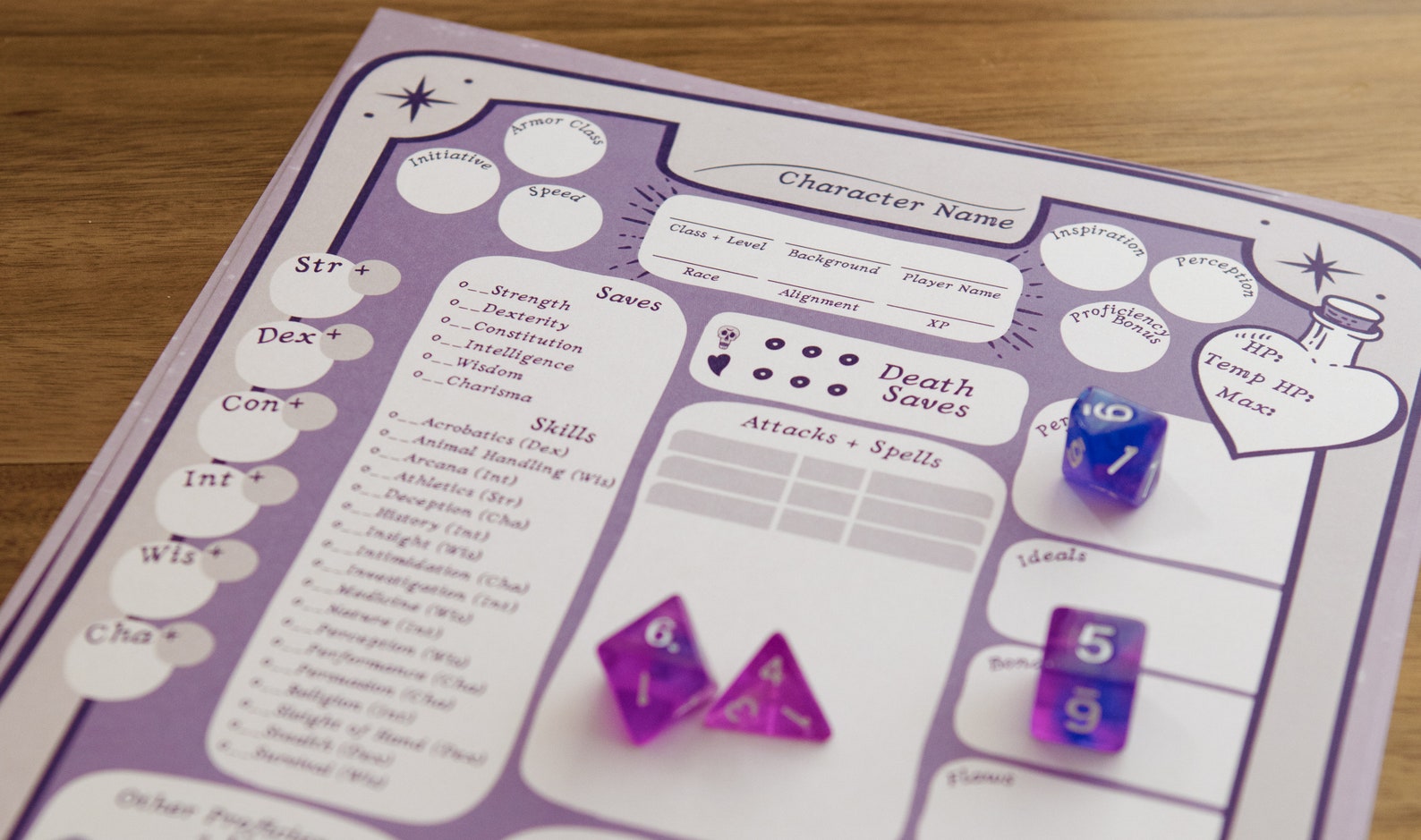 Dnd 5e Character Sheet "tarot Wisdom" | Fillable + Printable Pdfs Color ...