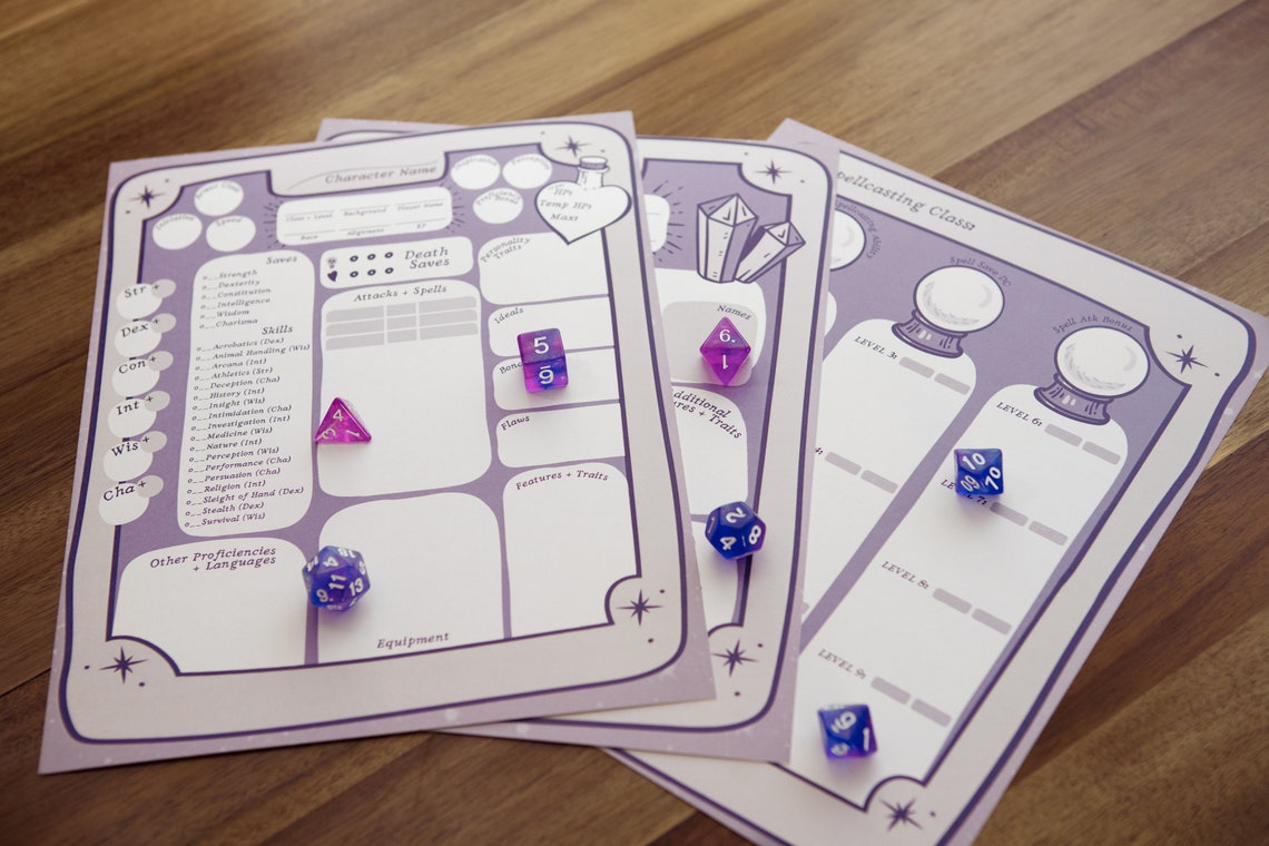 Dnd 5e Character Sheet "tarot Wisdom" | Fillable + Printable Pdfs Color ...