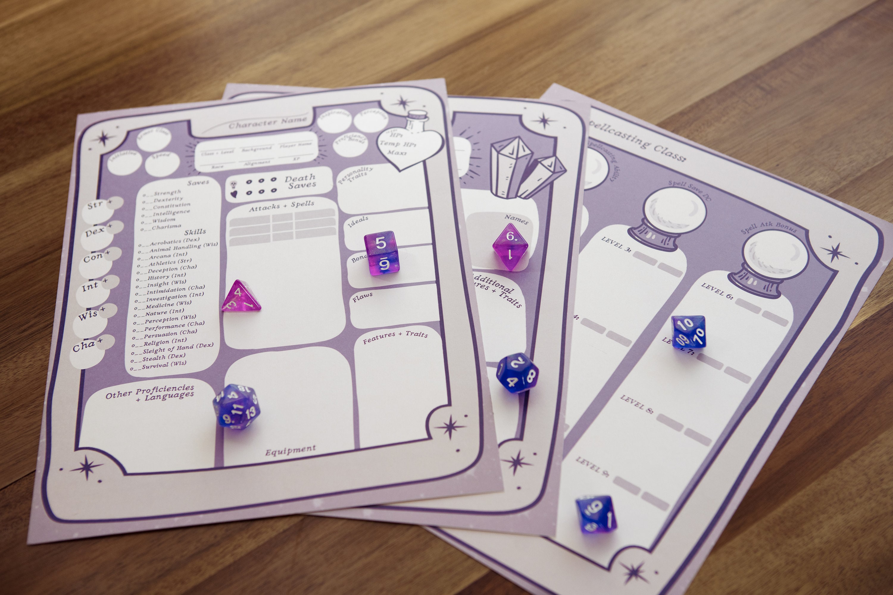 Dnd 5e Character Sheet "tarot Wisdom" | Fillable + Printable Pdfs Color ...