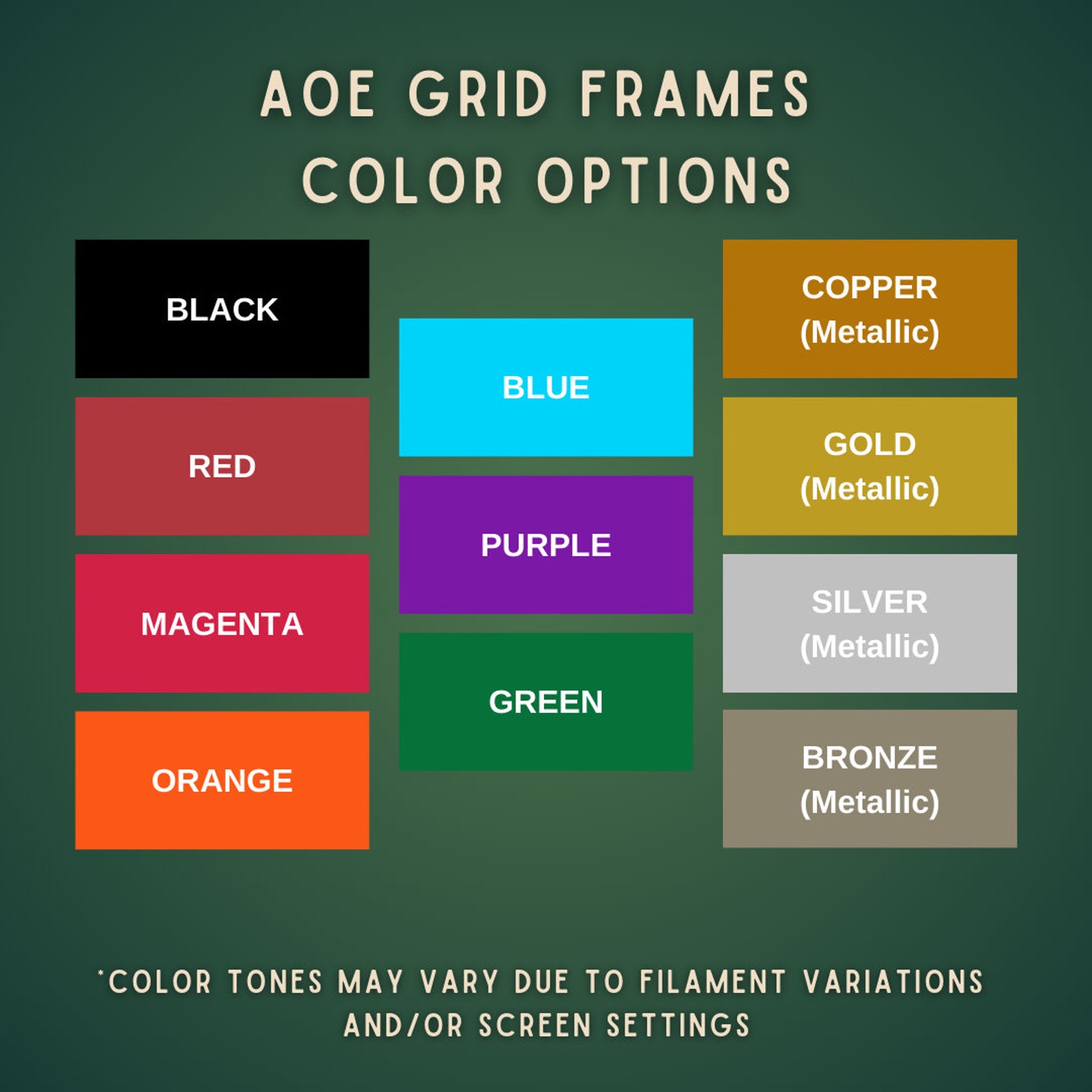 Area of Effect Grid Frames (set of 10) - Dungeons and Dragons, Tabletop ...