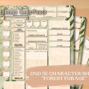 Dnd 5e Character Sheet "forest Forage" | Fillable + Printable Pdfs ...