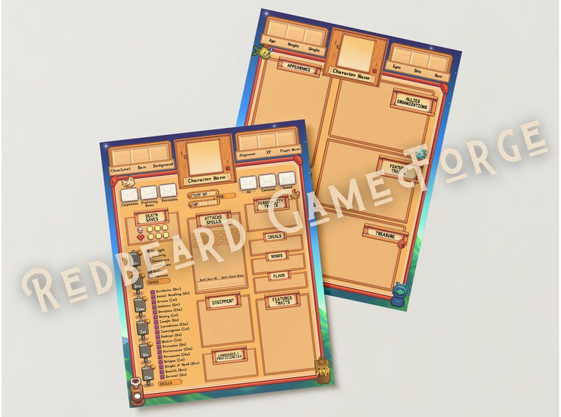Dnd 5e Character Sheet pelican Town Stardew Valley Theme Fillable ...