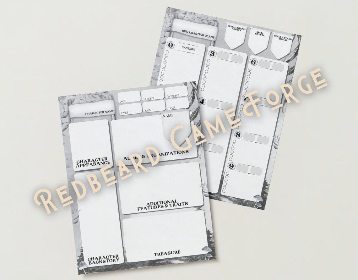 Dnd 5e Character Sheet "forest Forage" | Fillable + Printable Pdfs ...