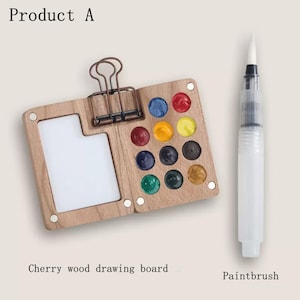 Watercolor Paint Box, 11 Colors Portable Travel Tiny Walnut Palette ...