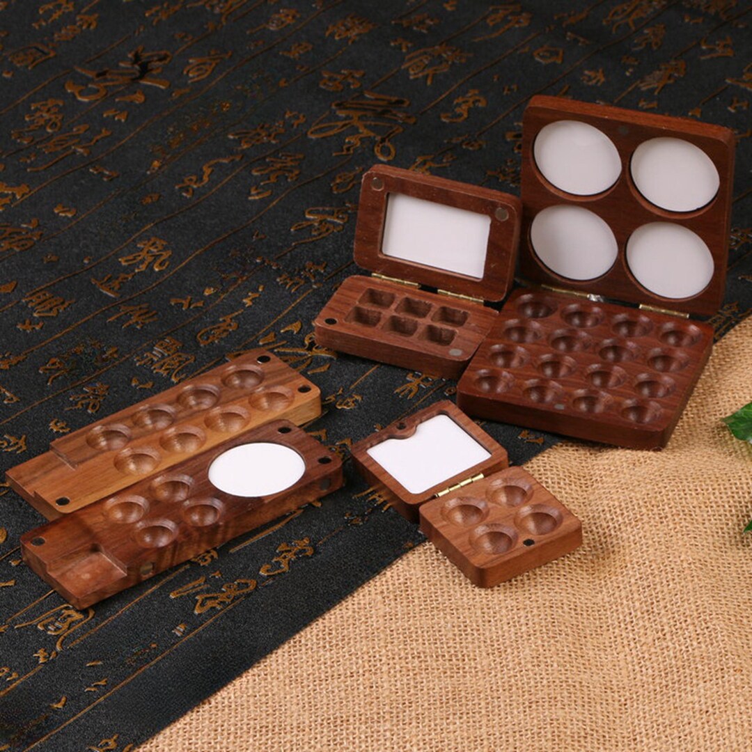 Watercolor Paint Box, Portable Walnut Palette,traveling Art Case ...