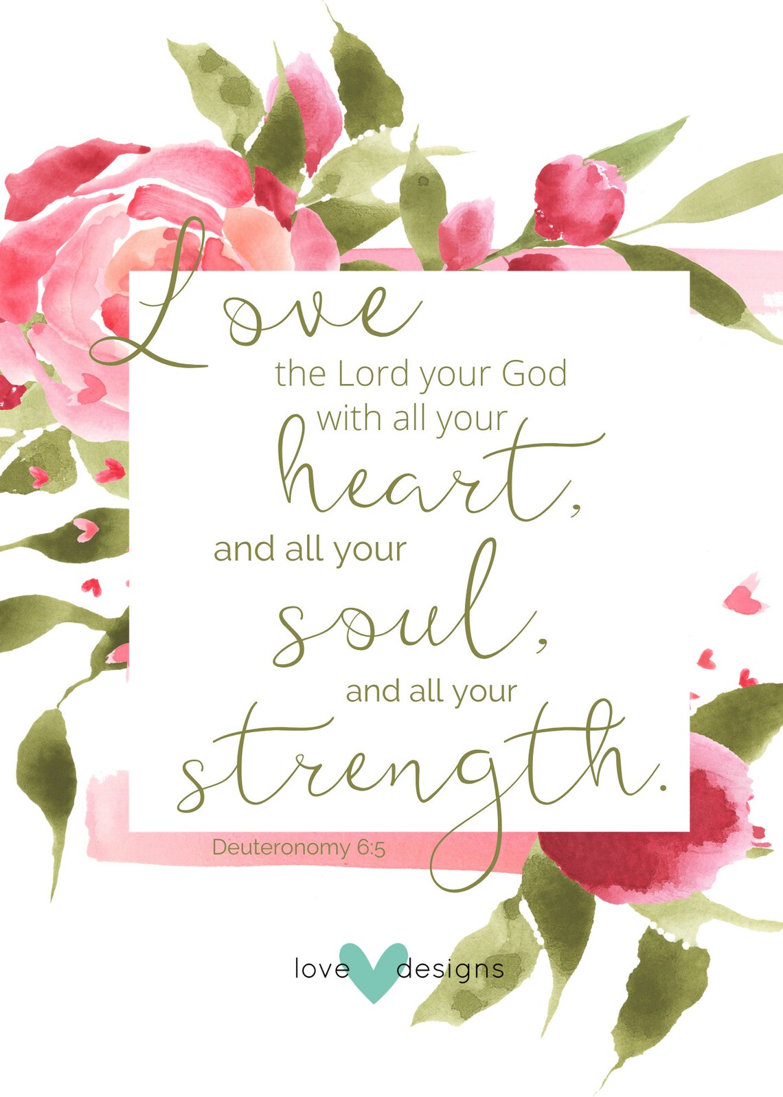 Love the Lord Your God Deuteronomy Printable Scripture | Etsy
