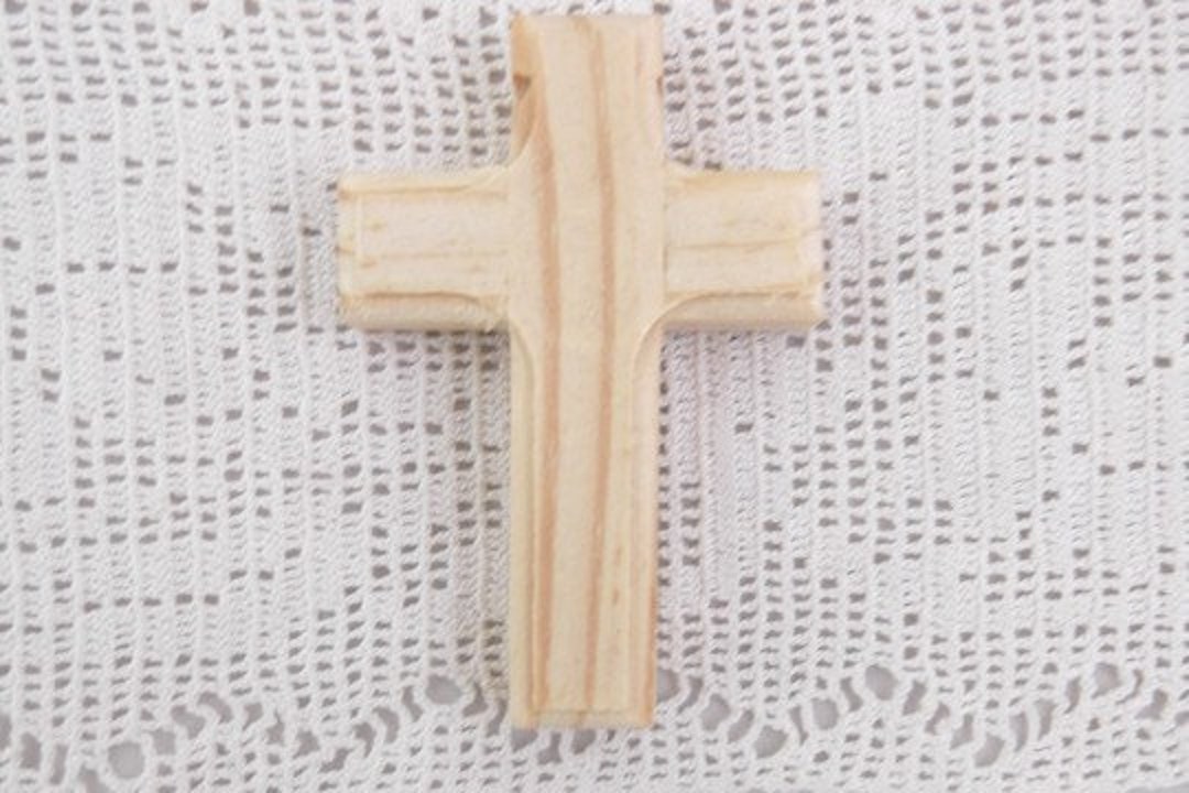 4 Small Beveled Wood Cross With Hidden Threading Hole Christian DIY ...