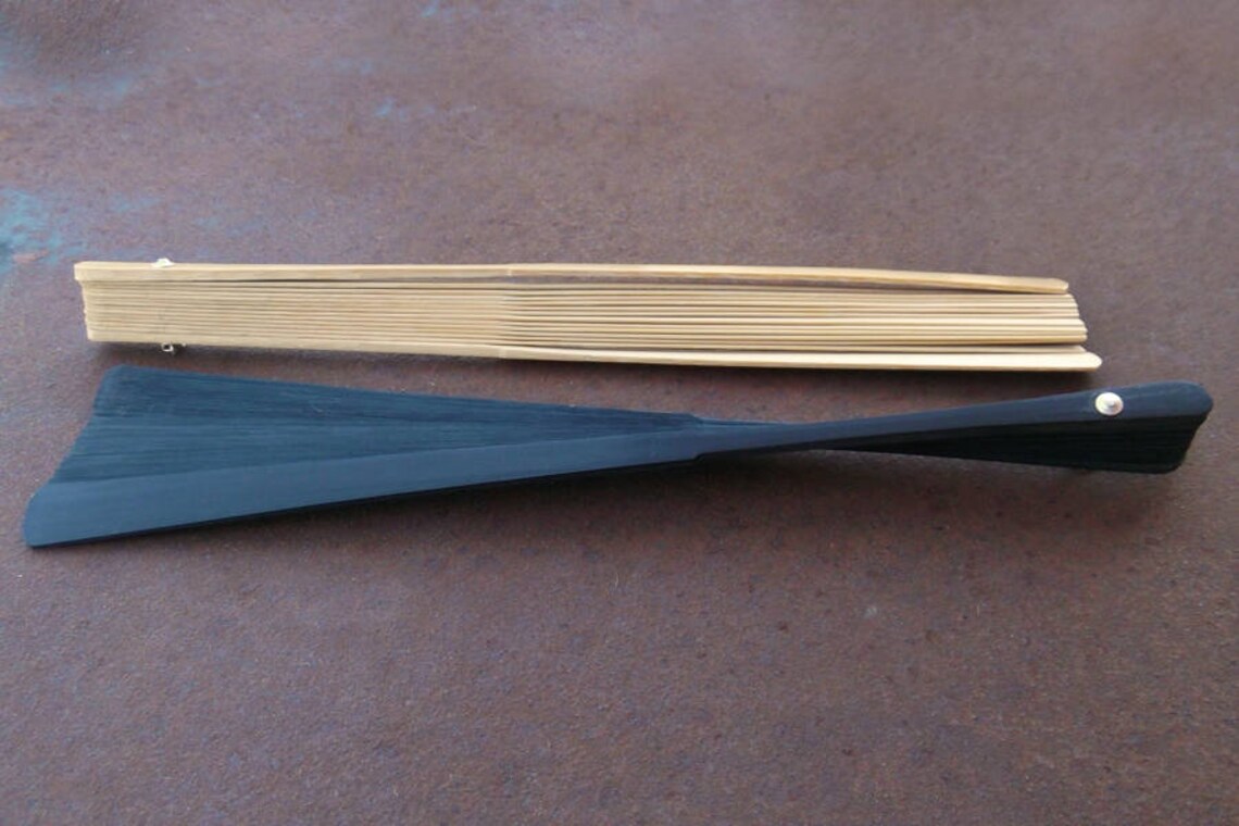 Real Wood Bamboo Fan Sticks Black Finish or Natural Make - Etsy