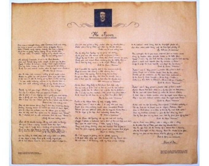 1 the Raven by Edgar Allan Poe in His Own Hand on Faux Parchment ...