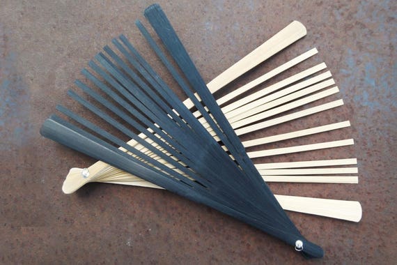 Real Wood Bamboo Fan Sticks Black Finish or Natural Make - Etsy