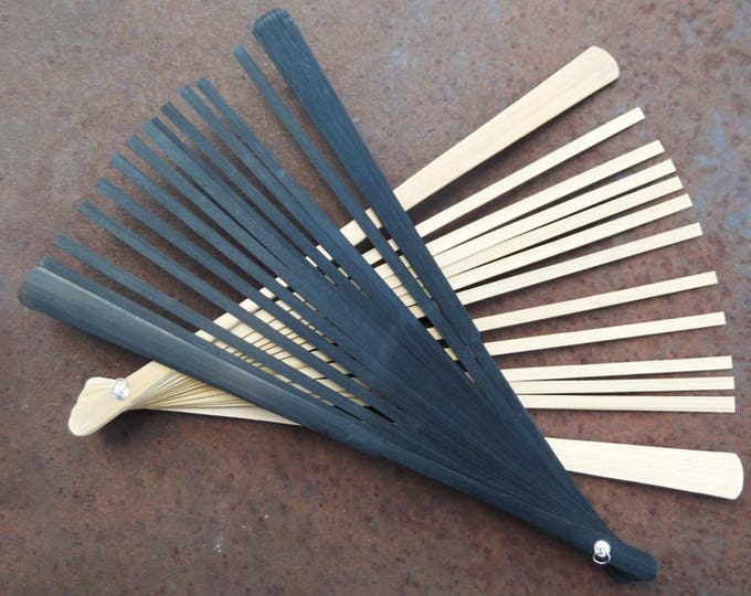 Real Wood Bamboo Fan Sticks - Black Finish or Natural - Make Your Own ...