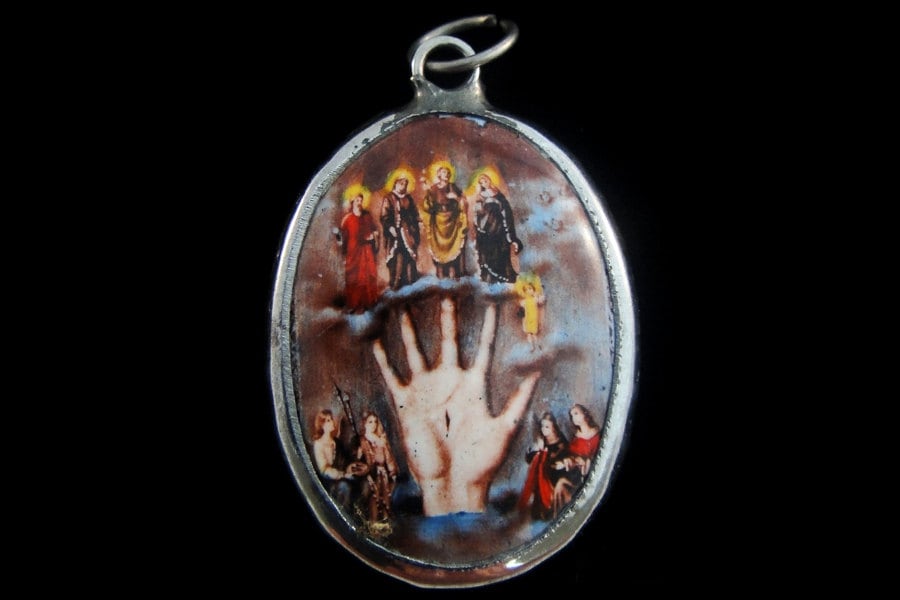1 La Mano Poderosa (powerful Hand of God) Pendant - Vitreous Enamel ...
