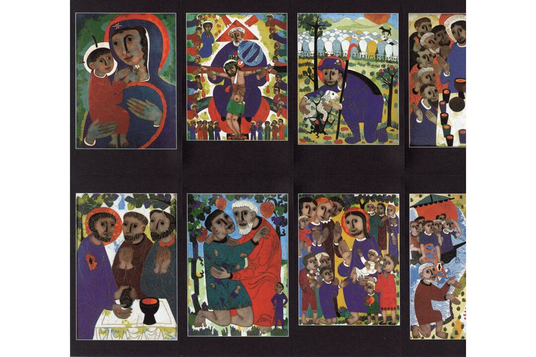 3 Sheets - 8 Primitive Holy Cards on Microperforated Sheet (24 Cards ...