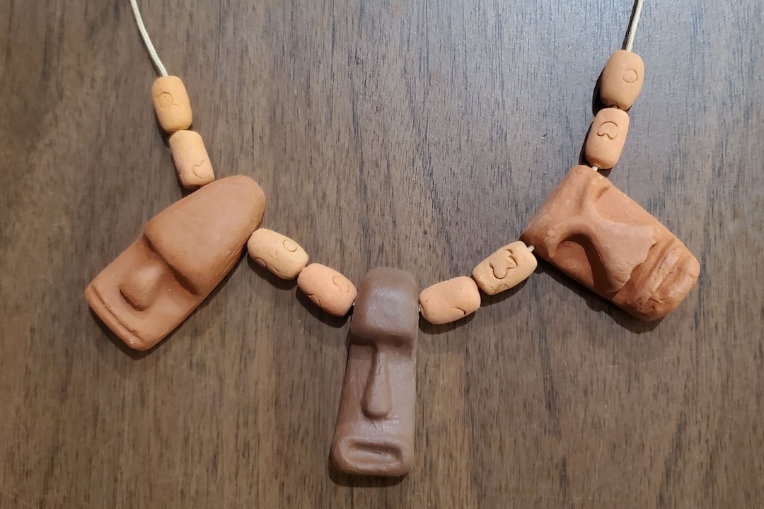 UNFINISHED Red Clay Moai Head Beads Set - Easter Island (S-012) - Etsy