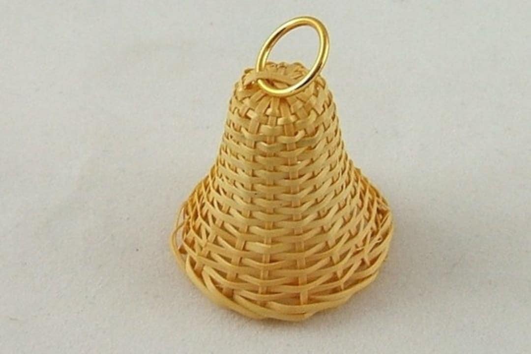 3 Vintage Wicker Bells - Straw Bell - Ornament - Pendant - Package Tie ...