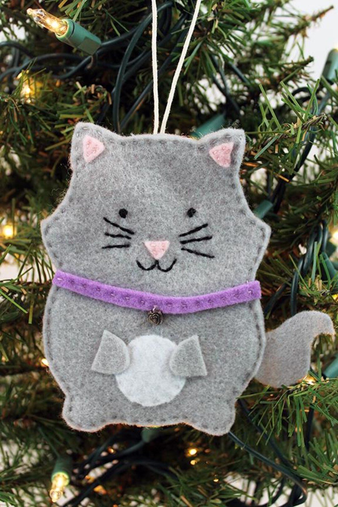 Kitty Cat Felt Christmas Ornament: Gift Card Holder Package Tie-on - Etsy