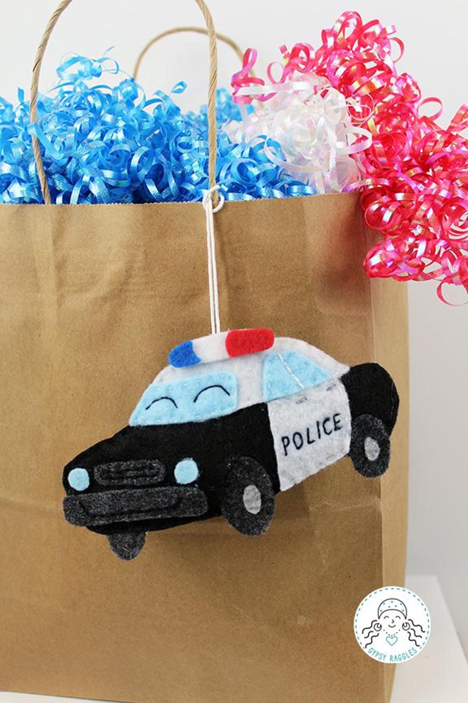 Police Car Felt Ornament: Gift Card Holder Package Tie-on - Etsy